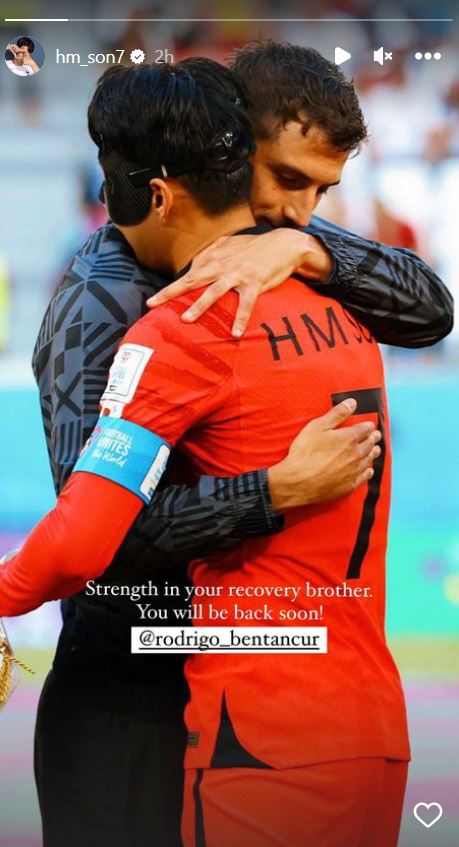 Heung-min Son sends a message to Rodrigo Bentancur following ...
